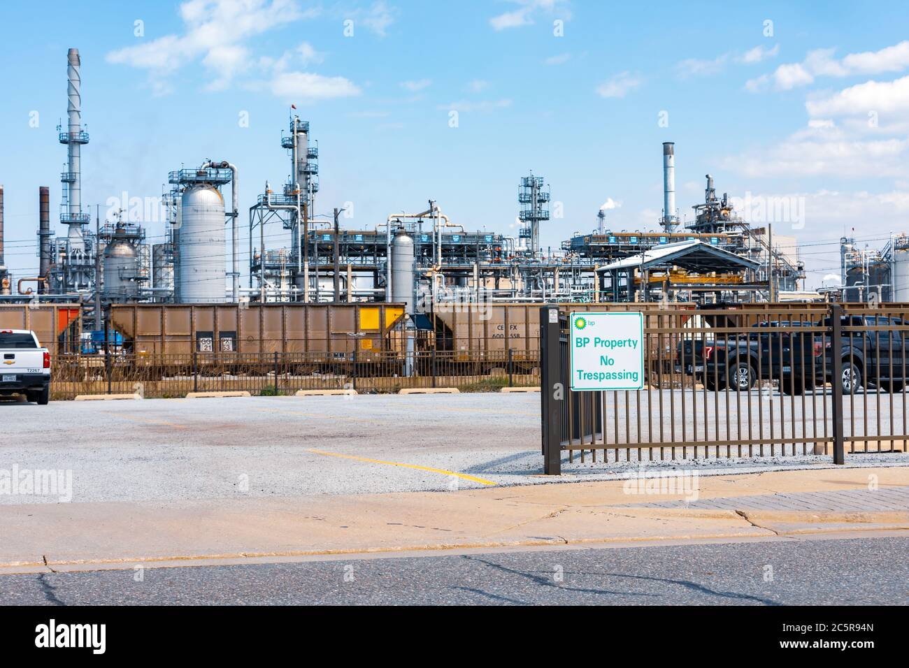 British petroleum (BP) oil refinery property Stock Photo - Alamy