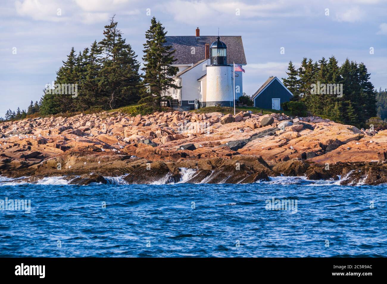 Winter Harbor Lighthouse is located on Mark Island, near Winter Harbor ...