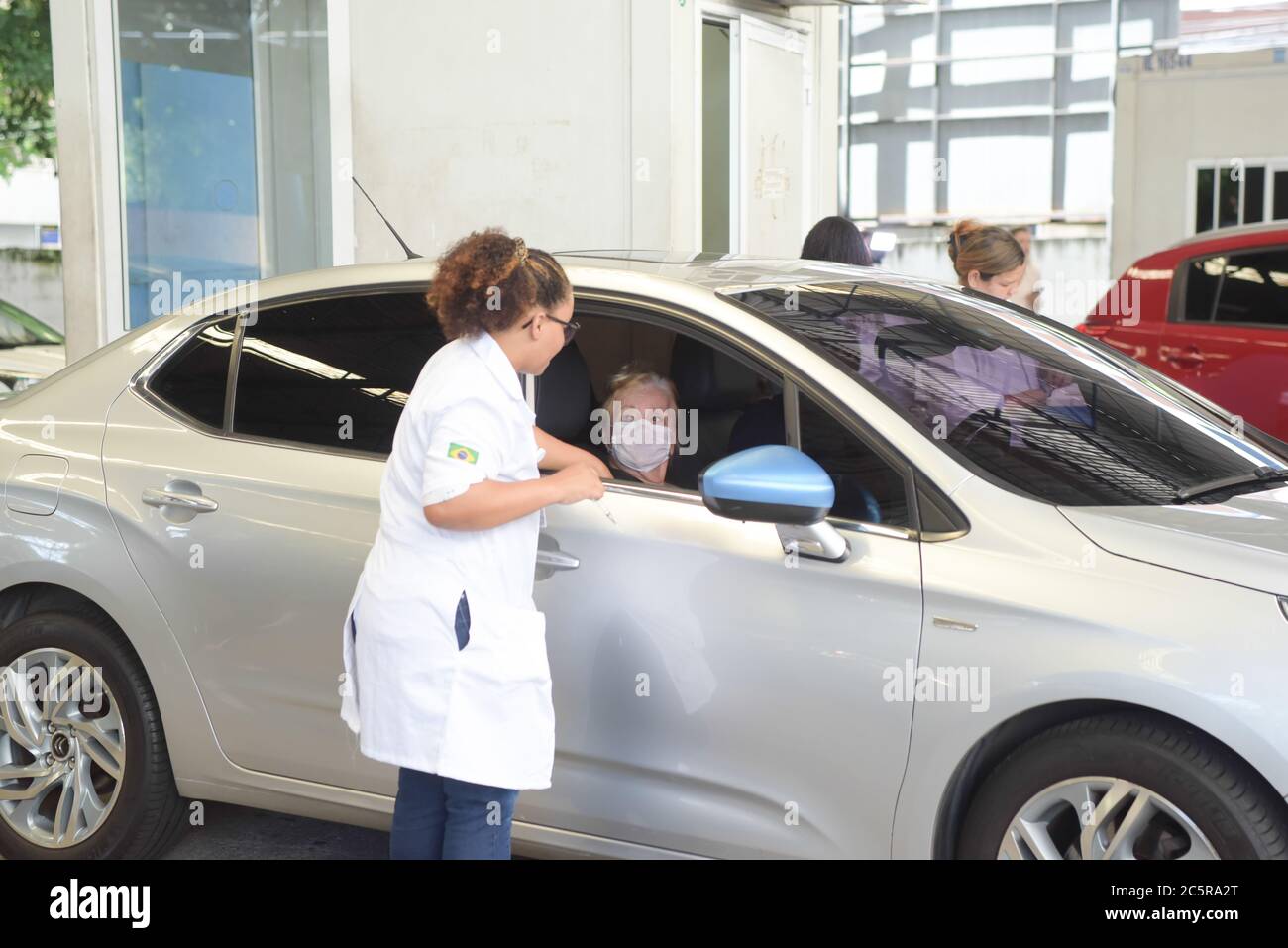 RIO DE JANEIRO,BRAZIL,ARCH,23,2020: flu vaccine in elderly people ...