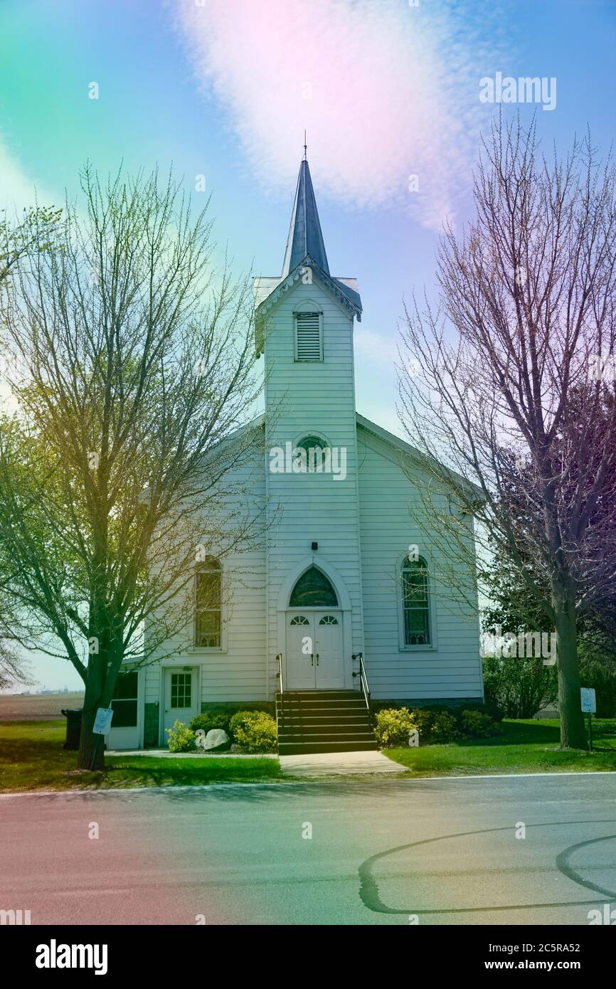 White rural church building Stock Photo - Alamy