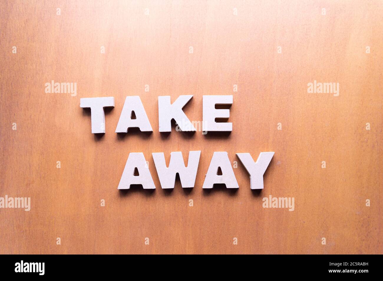 take away service concept ,take away text on wooden background Stock ...