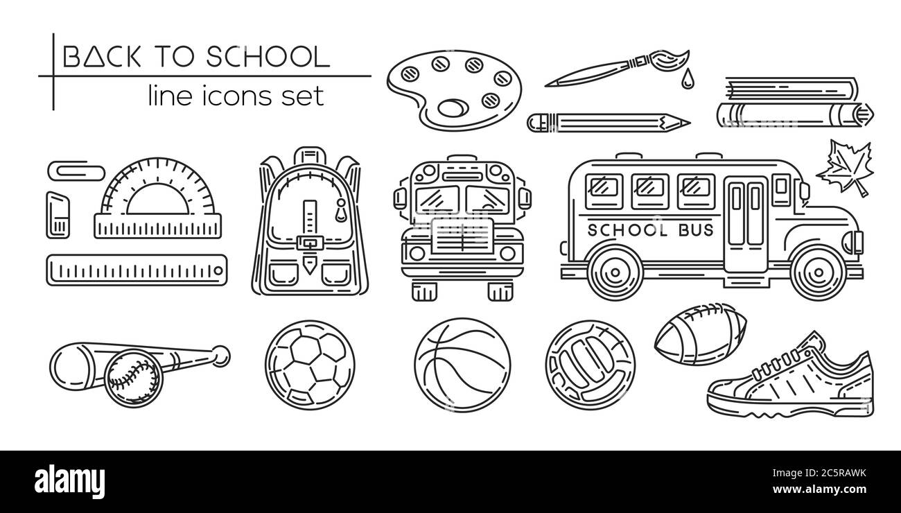 Back to school vector line icon set Stock Vector Image & Art - Alamy