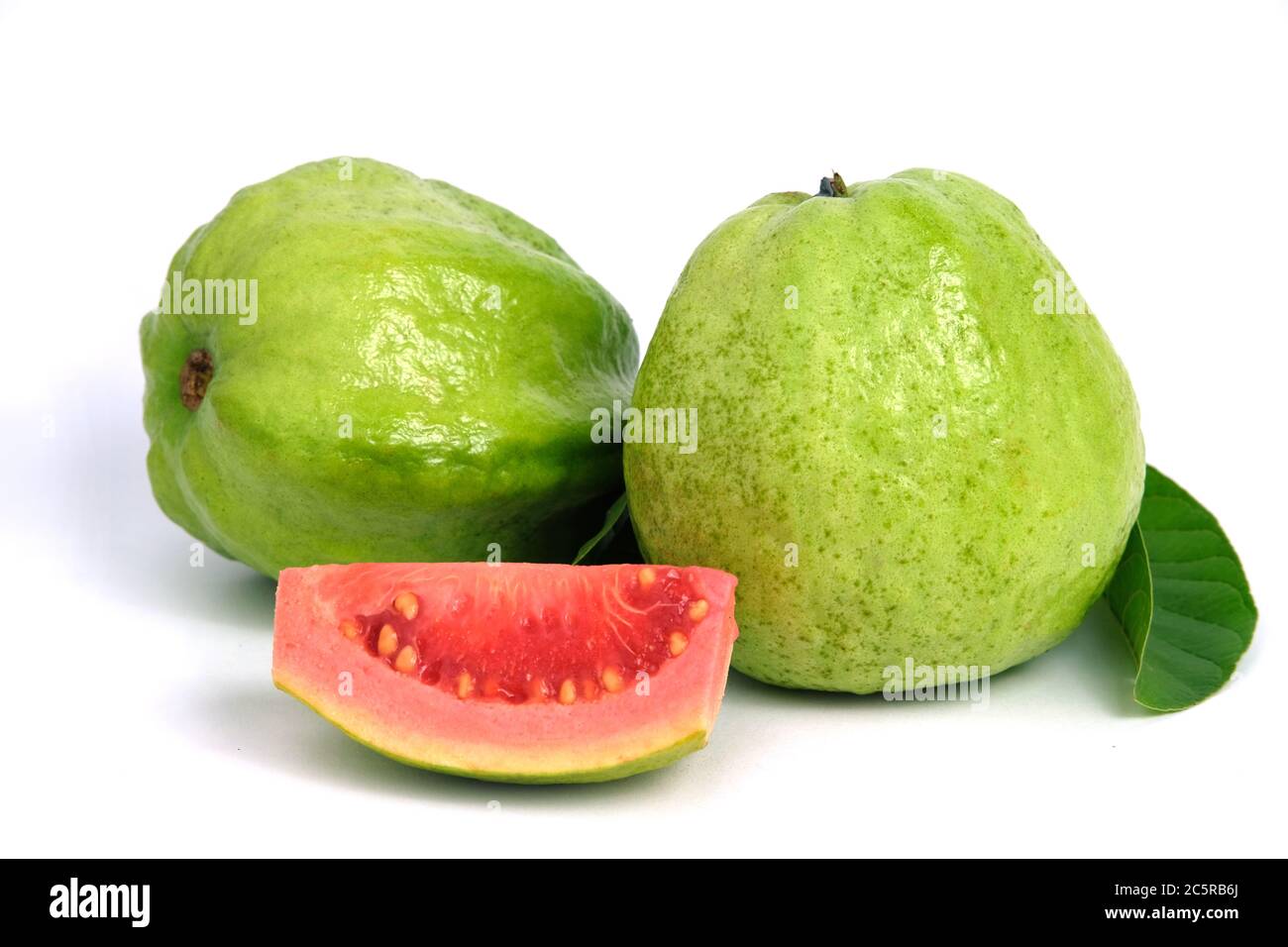 Fresh Psidium guajava / common guava / lemon guava sliced and raw fruit ...