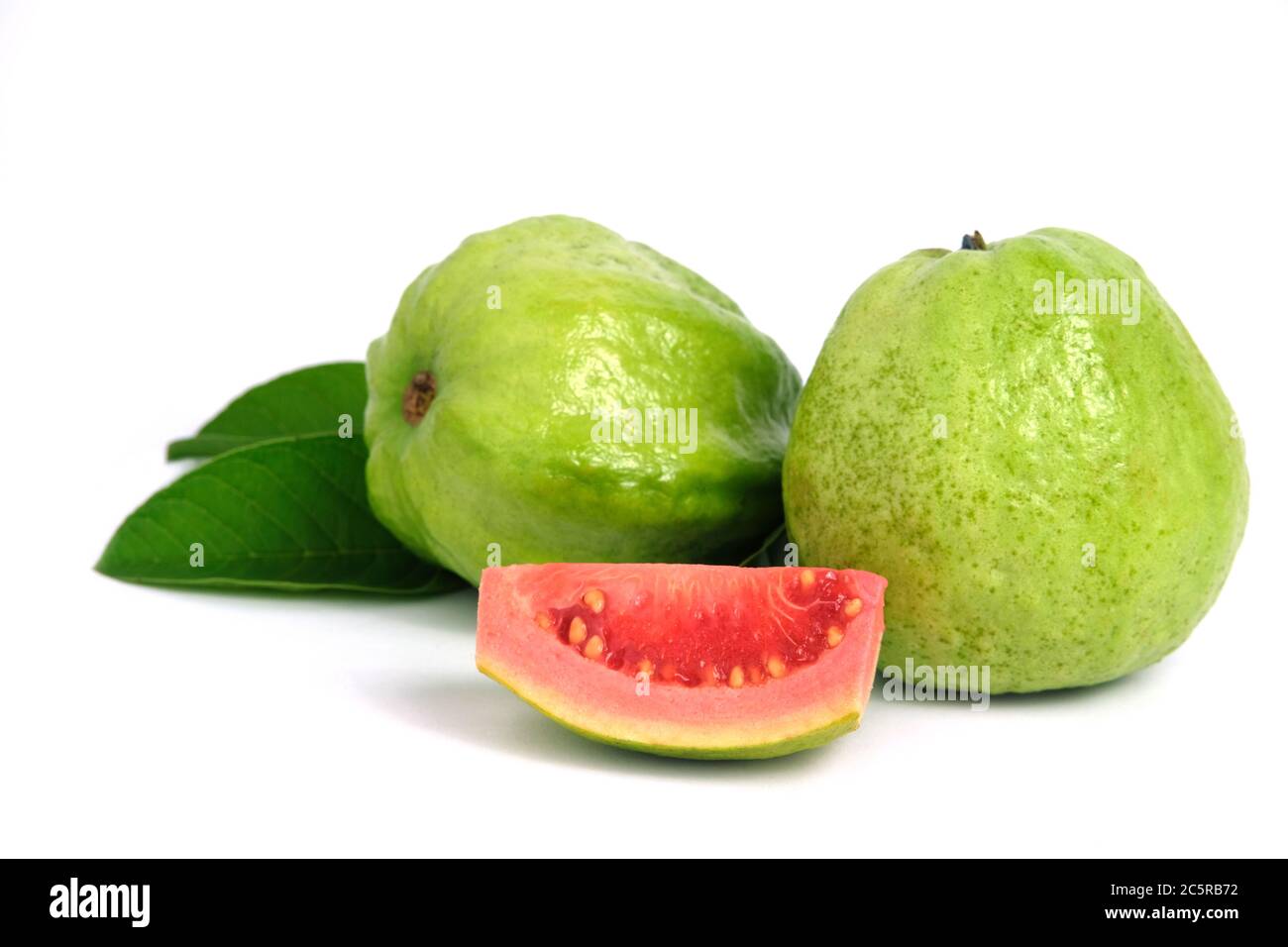 Fresh Psidium guajava / common guava / lemon guava sliced and raw fruit ...