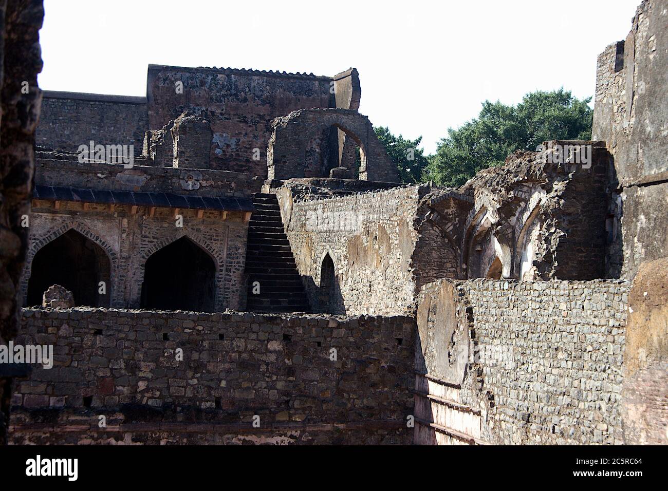 Dilapidated stone structure in vicinity of Hindola Mahal or Swinging ...
