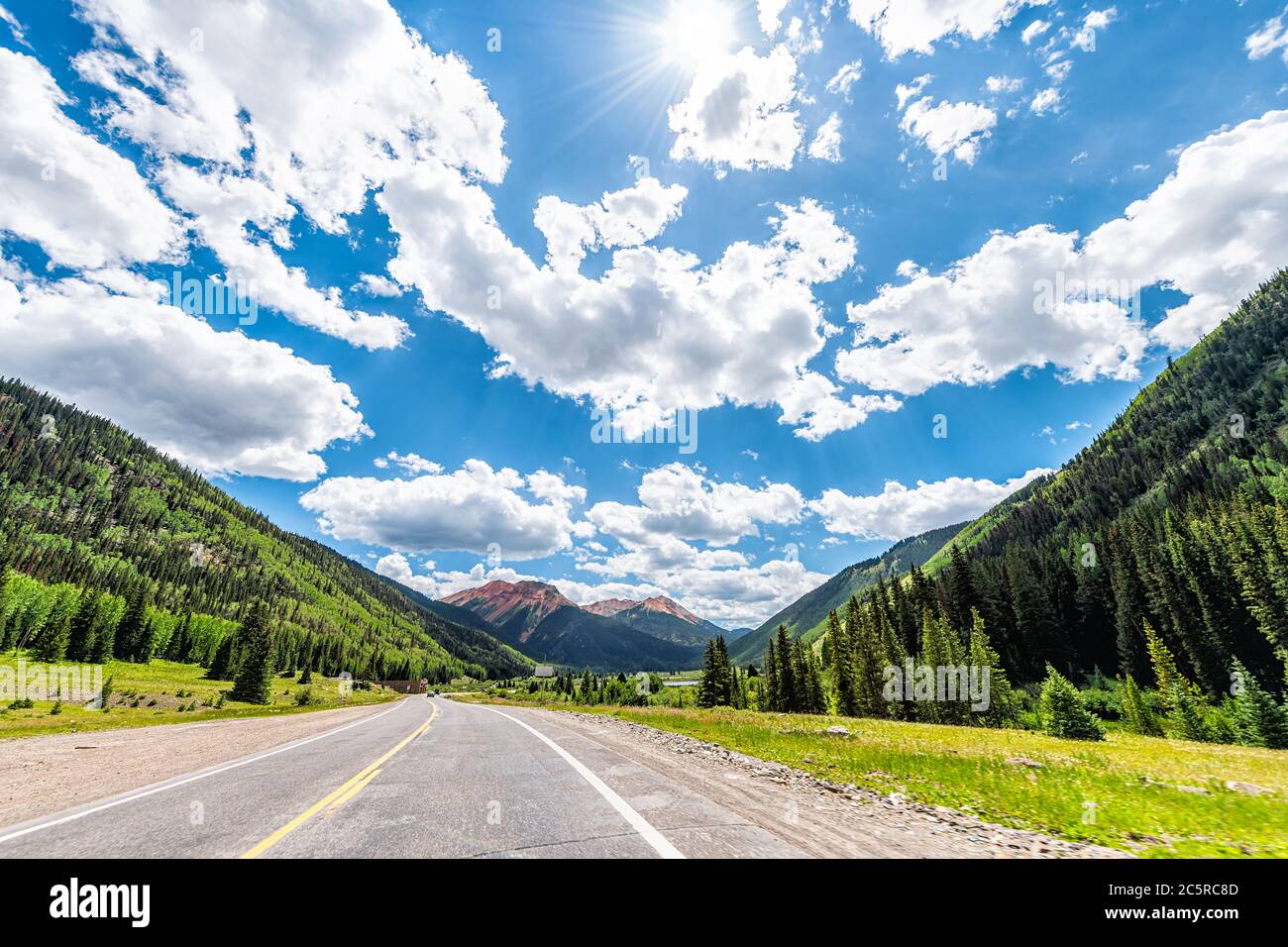 Ouray scenic byway in summer Million Dollar Highway 550 road in ...