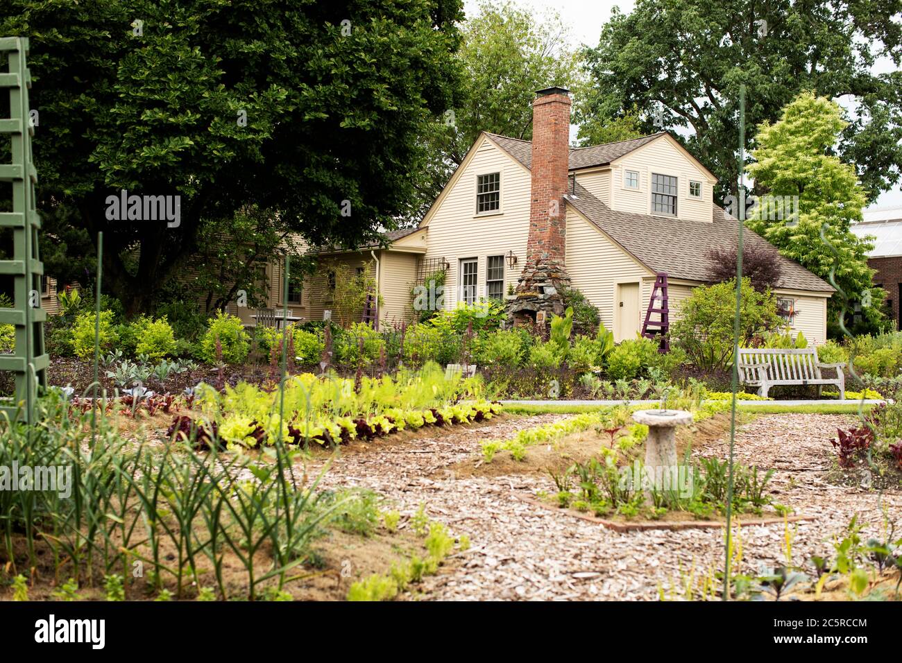 The 1700s farmhouse, cottage garden, and vegetable garden at Tower Hill ...