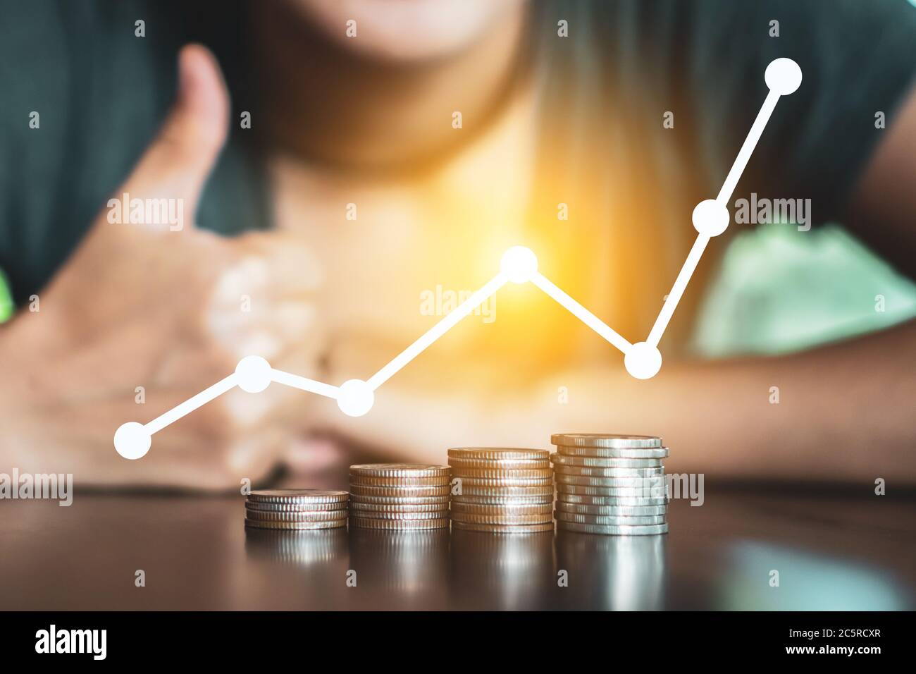 Business financial successful freedom concept with icon growth graph ...