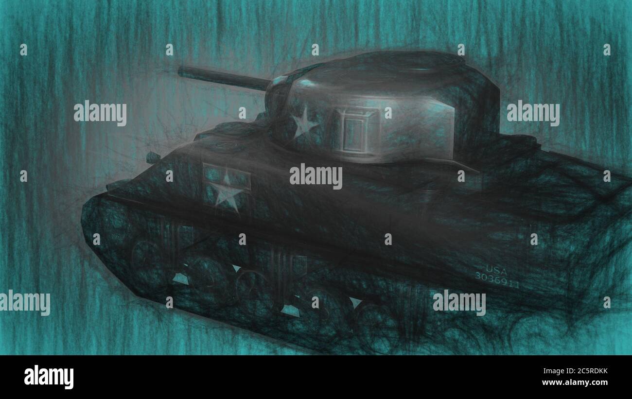 3d illustration of military Tank Stock Photo - Alamy