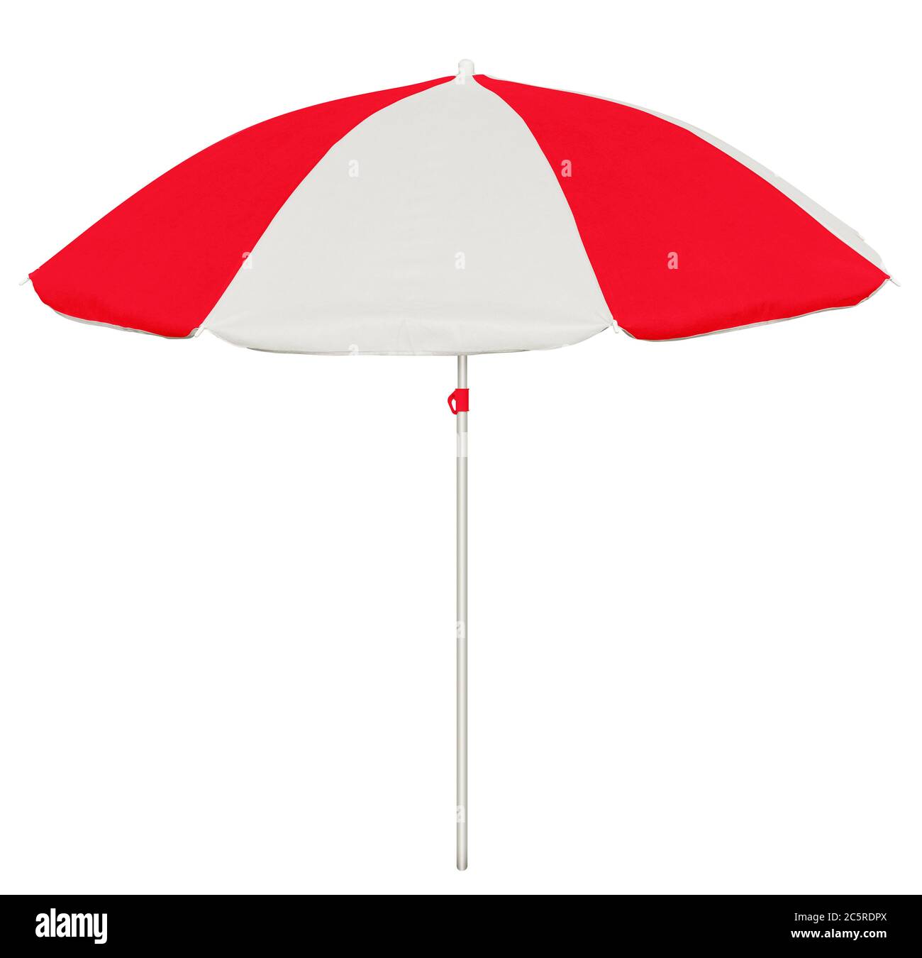 Red and white beach umbrella isolated on white. Clipping path included ...