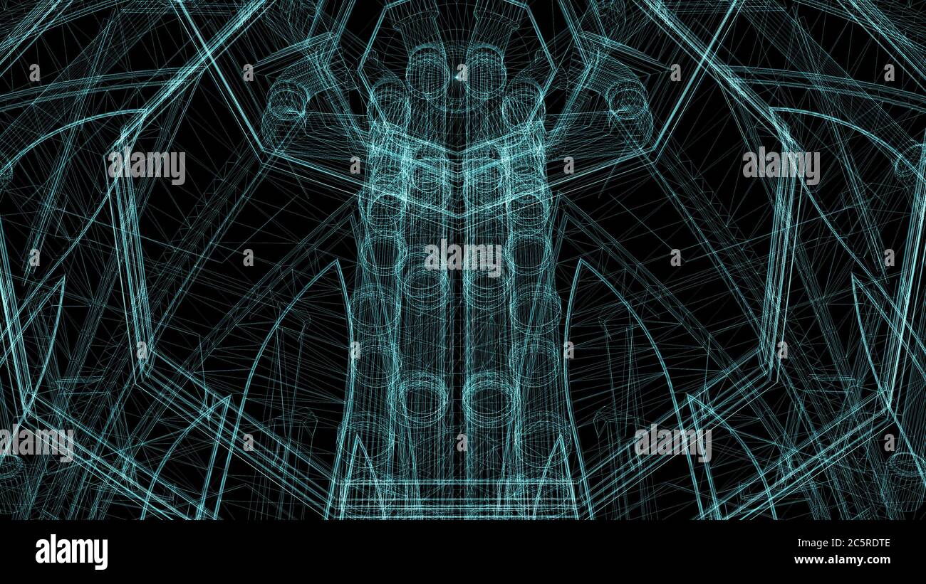 3d rendering - wire frame model of industrial buildings Stock Photo - Alamy