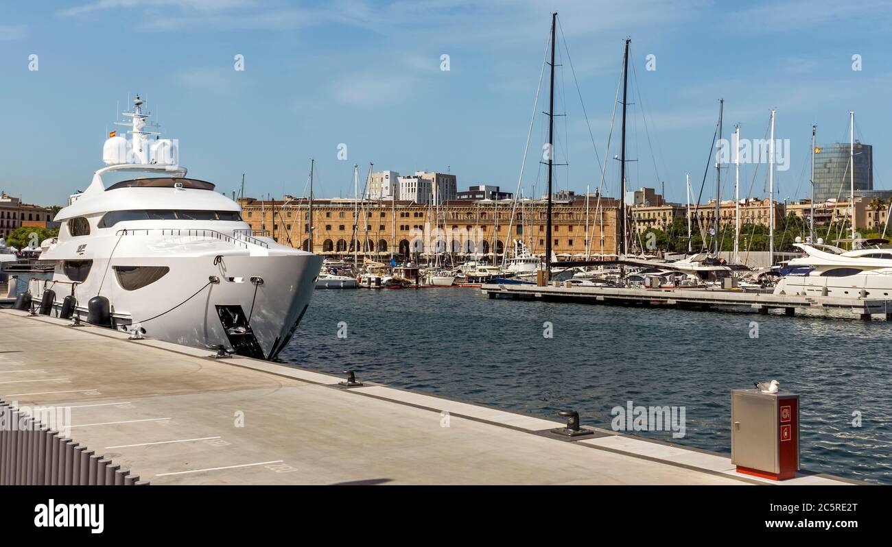BARCELONA, SPAIN - JULY 4, 2015: The building "Palau de Mar" (1880-1890 ...