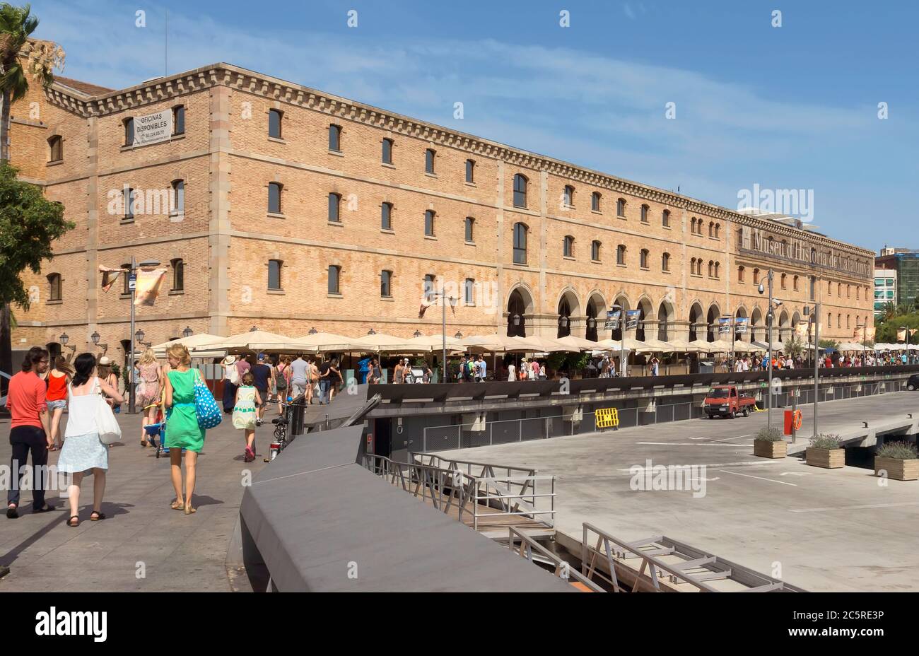 BARCELONA, SPAIN - JULY 4, 2015: The building "Palau de Mar" (1880-1890 ...