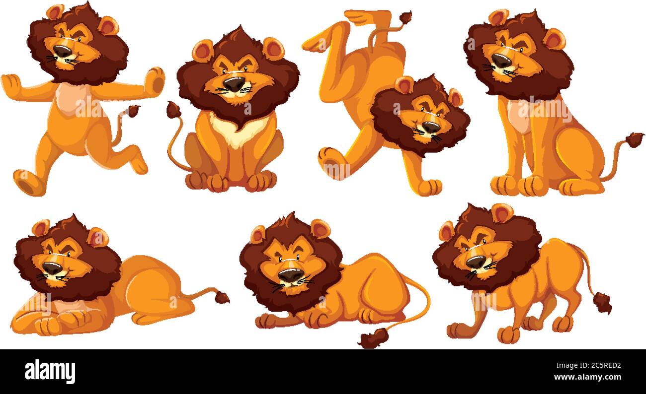Set of lion cartoon character illustration Stock Vector Image & Art - Alamy