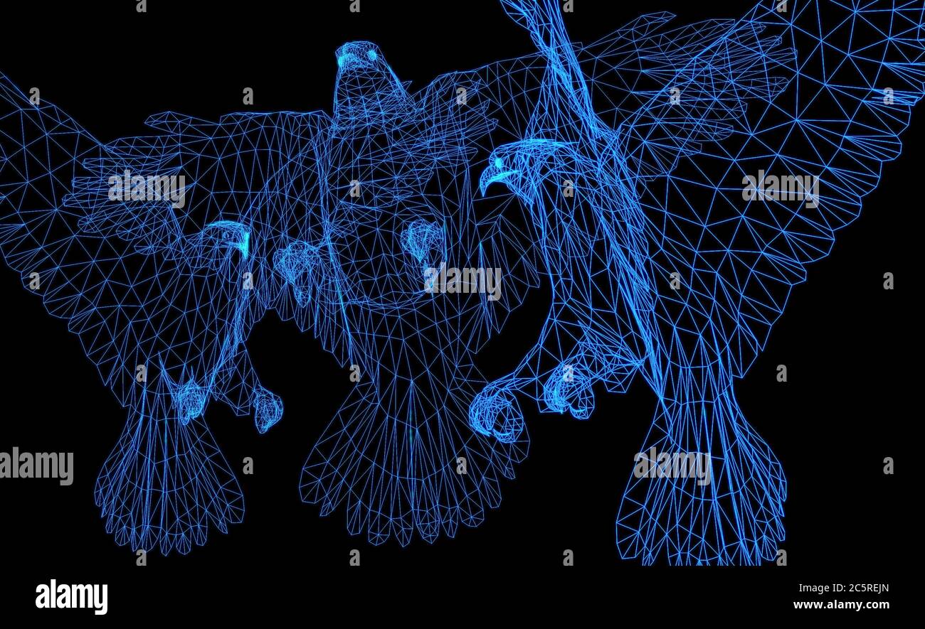 Isolated Low Poly graphic design of Eagles -3d rendering Stock Photo ...