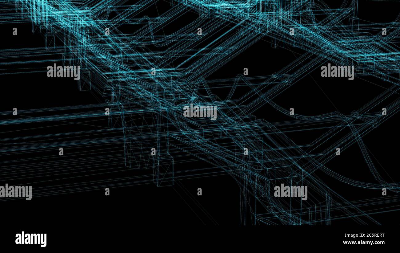 3d rendering - wire frame model of industrial buildings Stock Photo - Alamy
