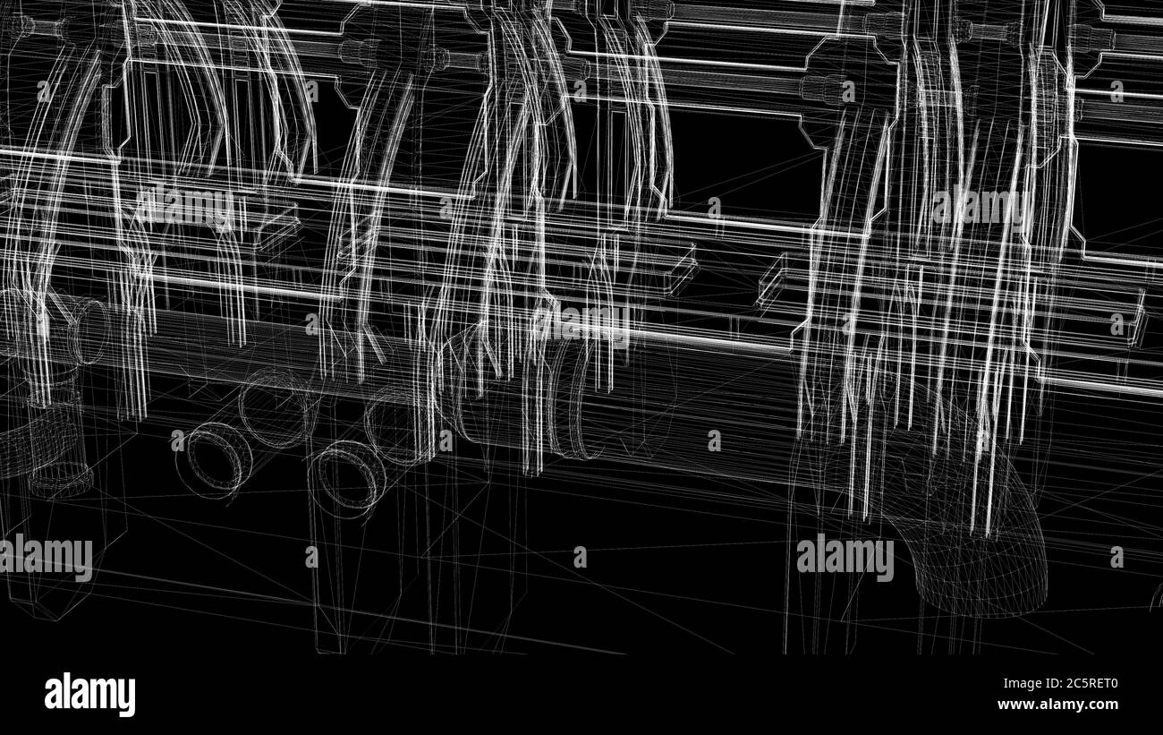 3d rendering - wire frame model of industrial buildings Stock Photo - Alamy