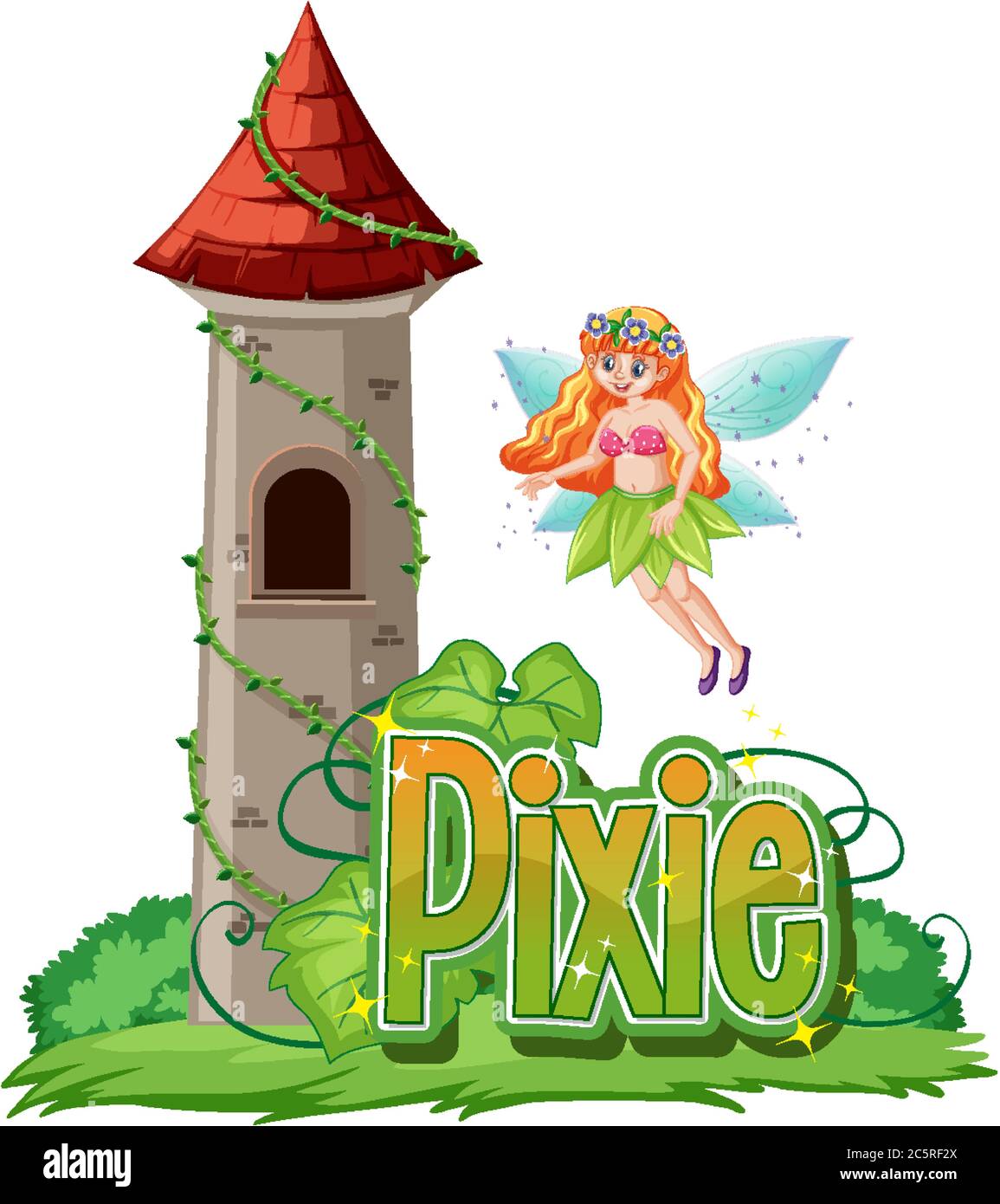Pixie logo with little fairies on white background illustration Stock ...