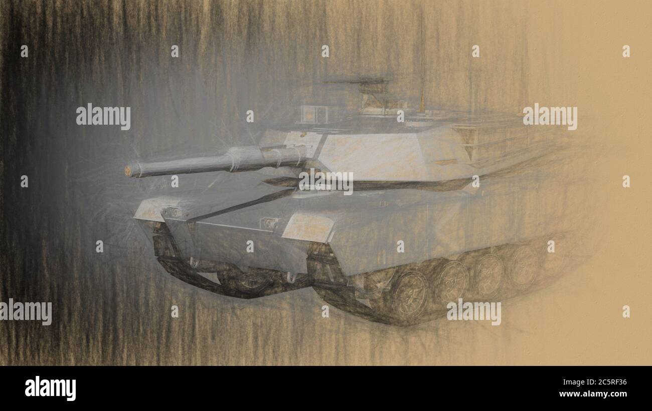 3d illustration of military Tank Stock Photo - Alamy