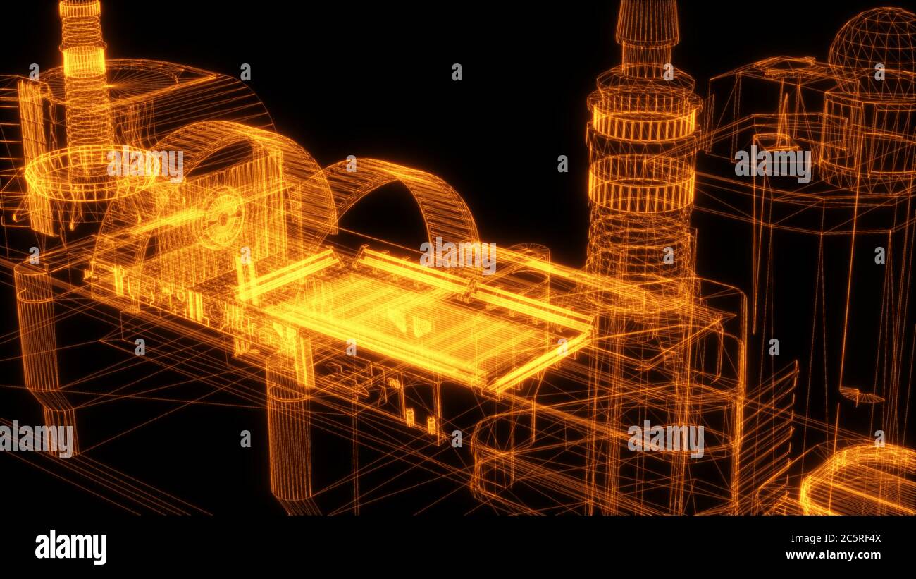 3d rendering - wire frame model of industrial buildings Stock Photo - Alamy