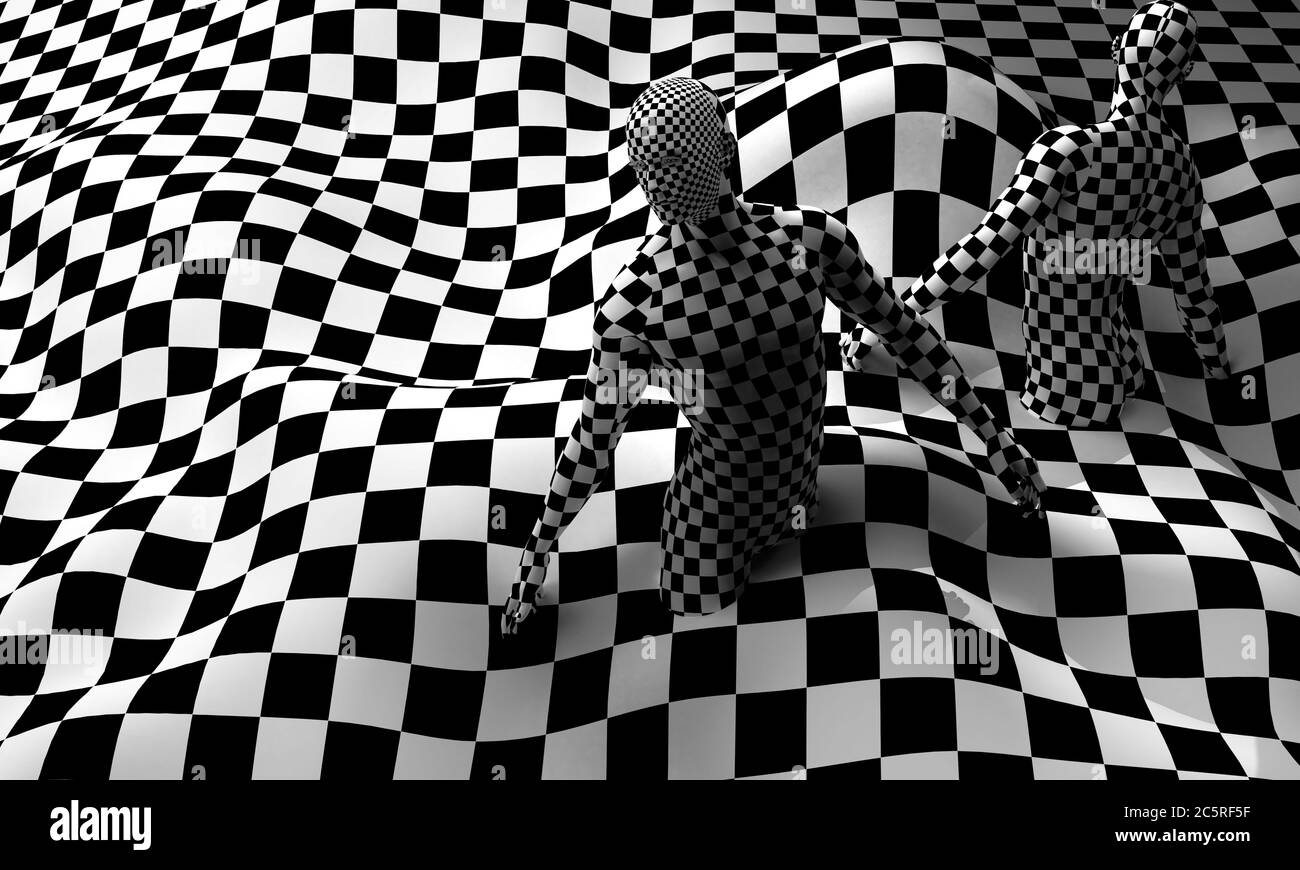 3d rendering - black end white checkered man Stock Photo - Alamy