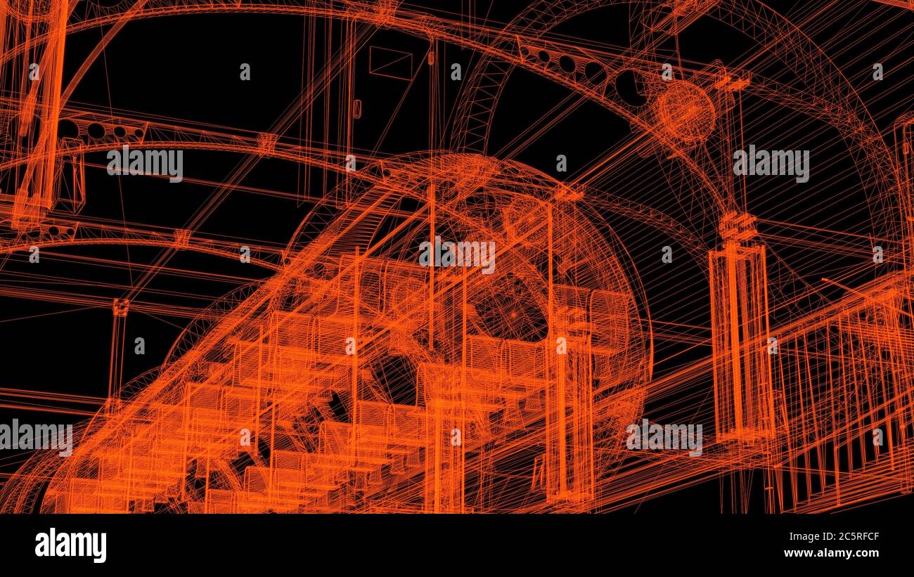 3d rendering - wire frame model of industrial buildings Stock Photo - Alamy