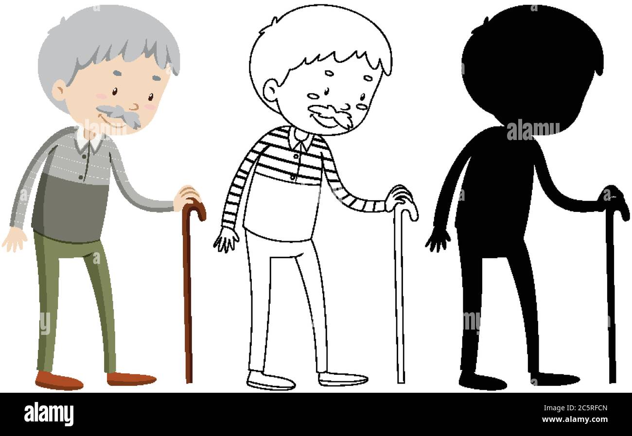 Black outline old man Cut Out Stock Images & Pictures - Alamy