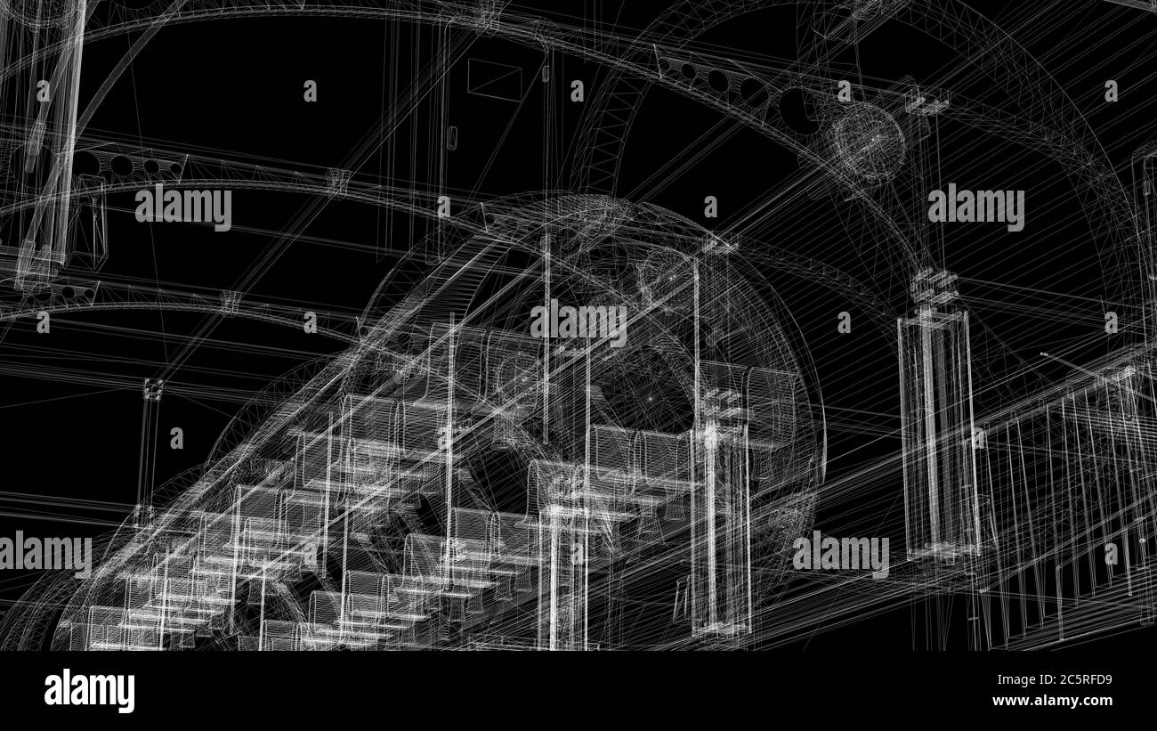 3d rendering - wire frame model of industrial buildings Stock Photo - Alamy