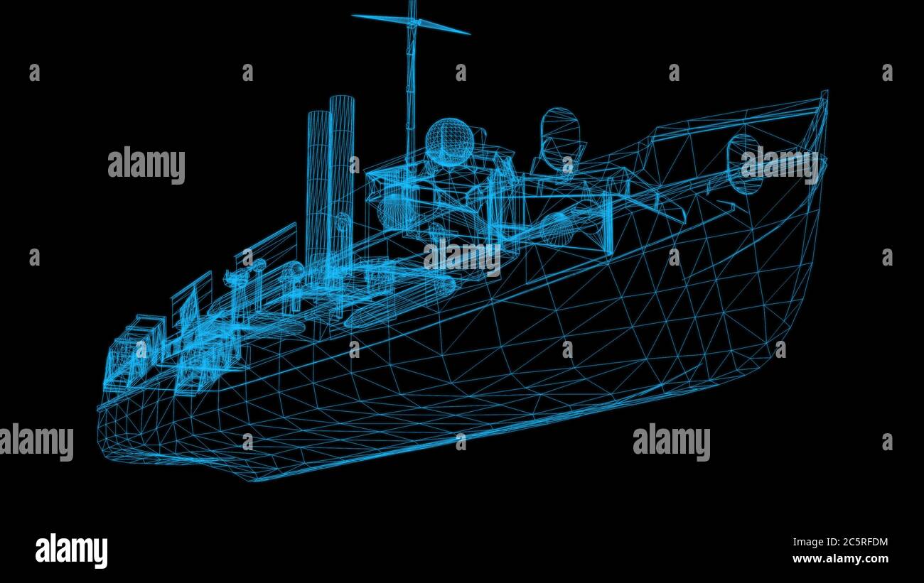 Isolated Low Poly graphic design of boat-3d rendering Stock Photo - Alamy