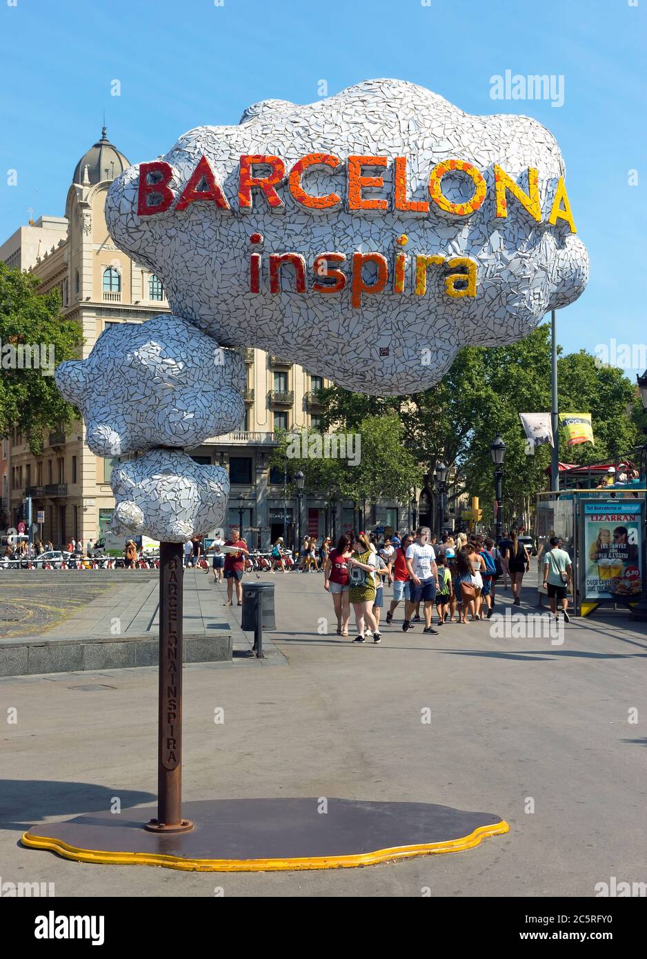BARCELONA, SPAIN - JULY 14, 2015: Barcelona Inspira - Welcome sign at ...