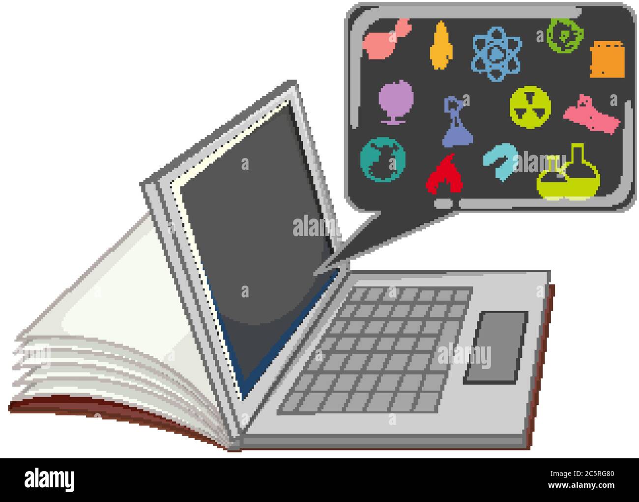 Laptop with education icon isolated illustration Stock Vector Image ...