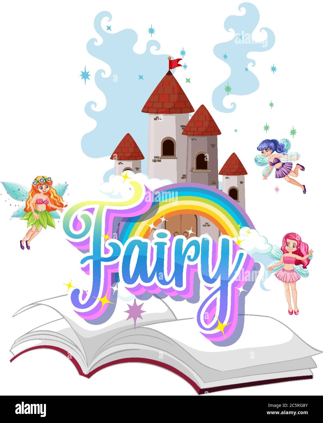 Fairy logo with little fairies on white background illustration Stock ...