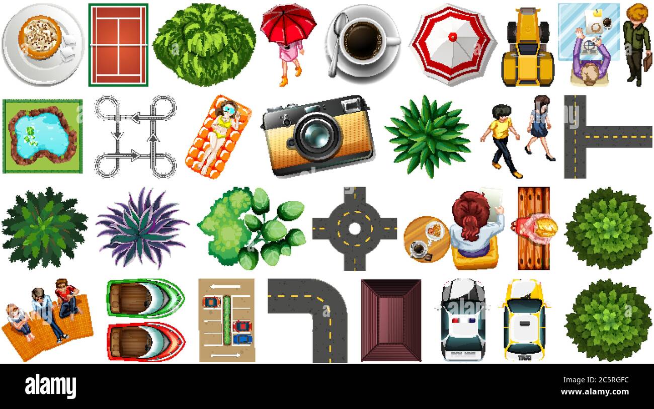 Set of aerial element house decorations isolated illustration Stock ...