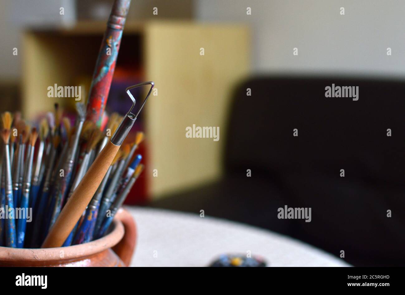 Tools for forming clay with Depth of Field Stock Photo - Alamy