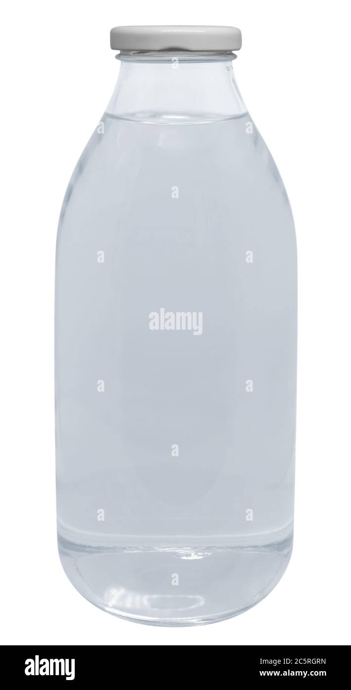 Small glass bottle of water isolated on white. Clipping path included ...