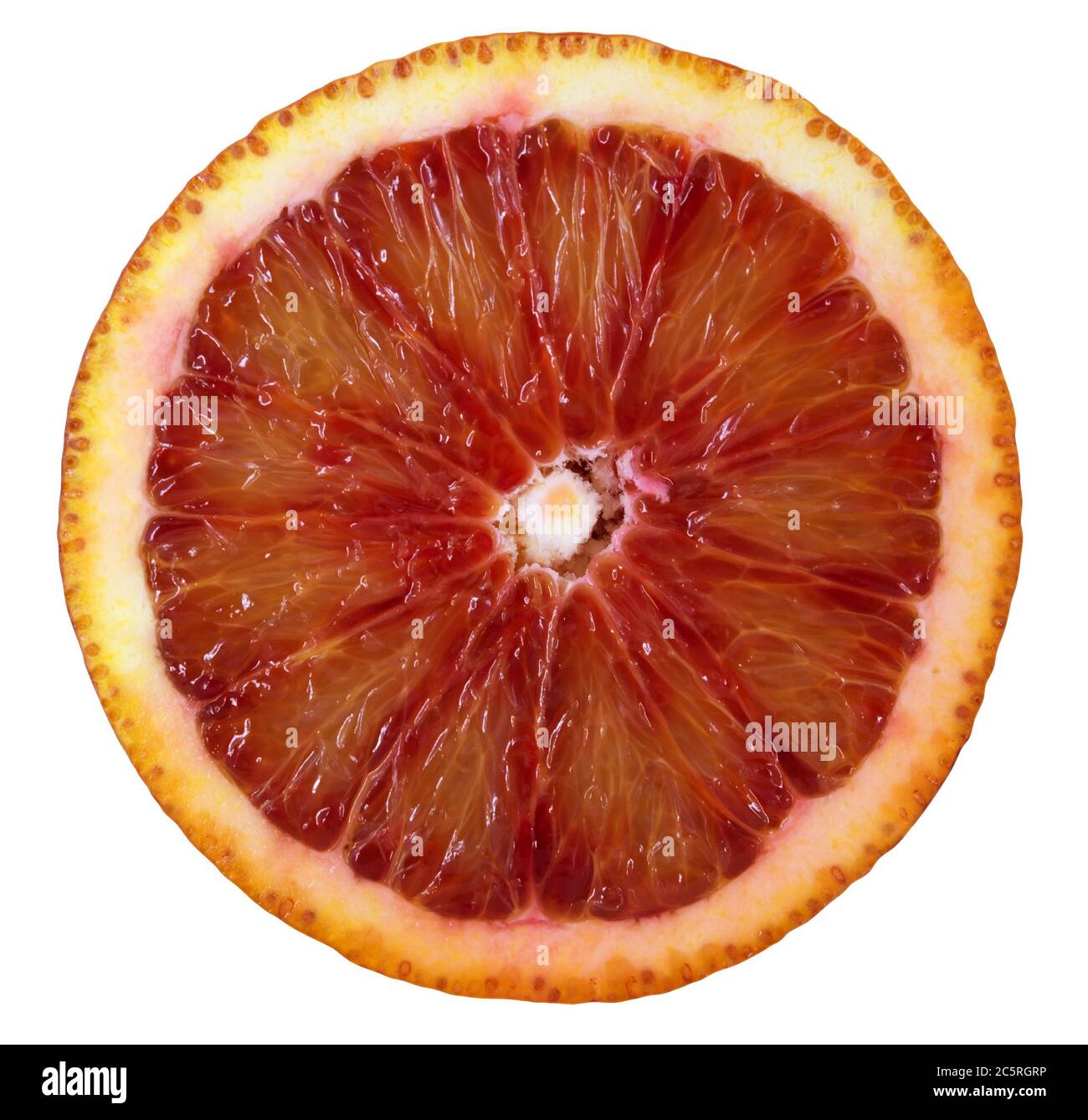 Slice of red blood orange isolated on white. Clipping path included ...