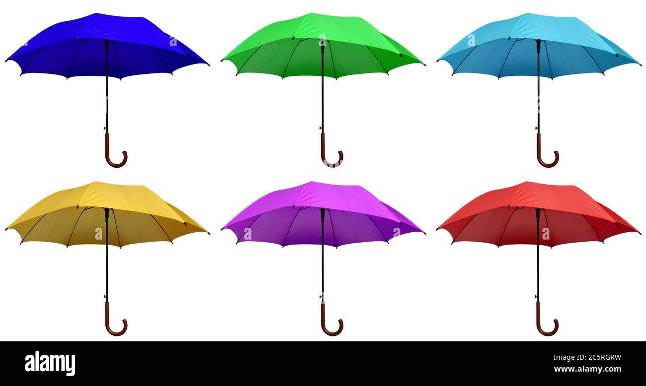 Colorful umbrellas isolated on white background Stock Photo - Alamy