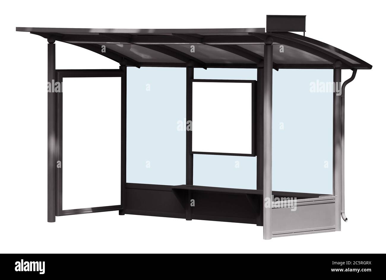 Bus stop with blank banners isolated on white background. Clipping Path ...