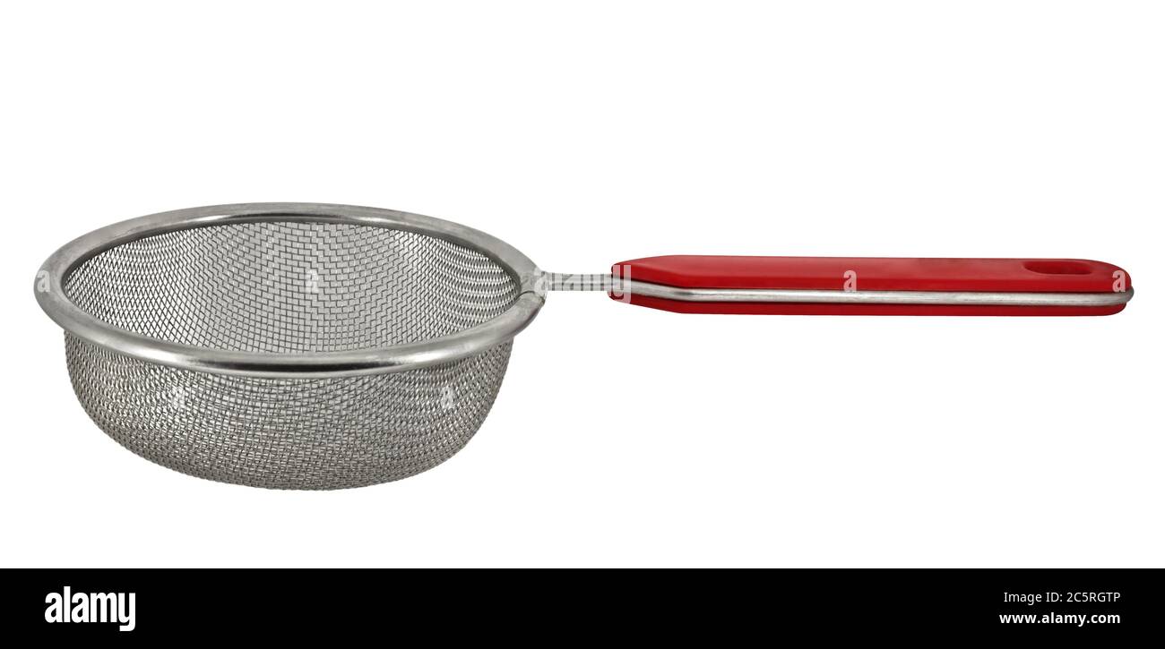Round metal strainer isolated on white background. Clipping path ...