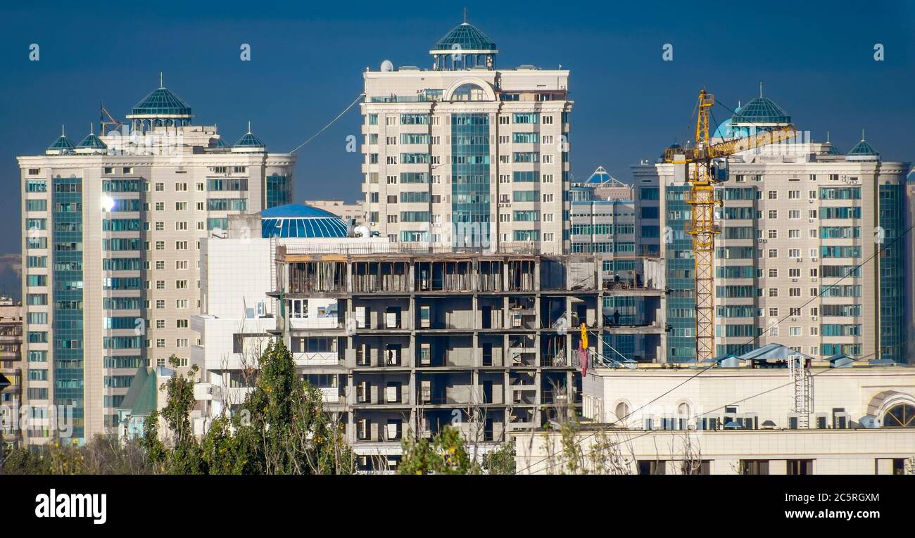 ALMATY, KAZAKHSTAN - OCTOBER 17, 2013: Modern architecture in the ...