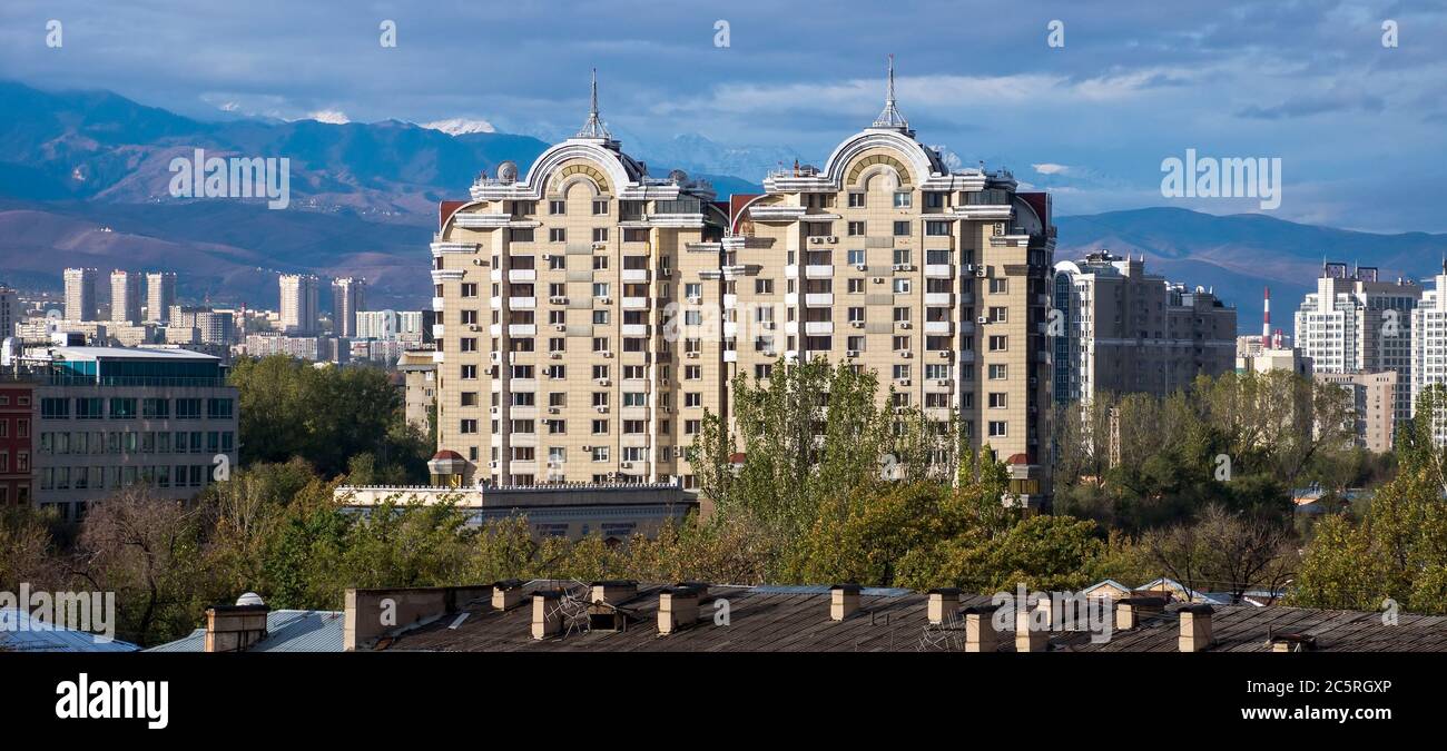 ALMATY, KAZAKHSTAN - OCTOBER 17, 2013: Modern architecture in the ...