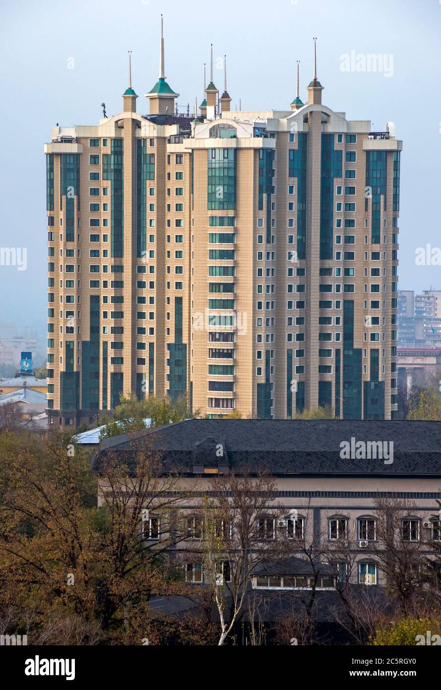 ALMATY, KAZAKHSTAN - OCTOBER 16, 2015: Multi-storey residential complex ...