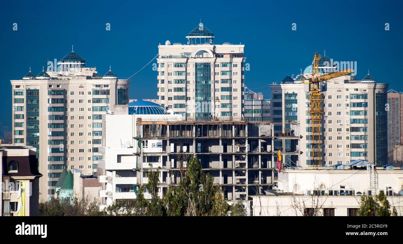 ALMATY, KAZAKHSTAN - OCTOBER 17, 2013: Modern architecture in the ...
