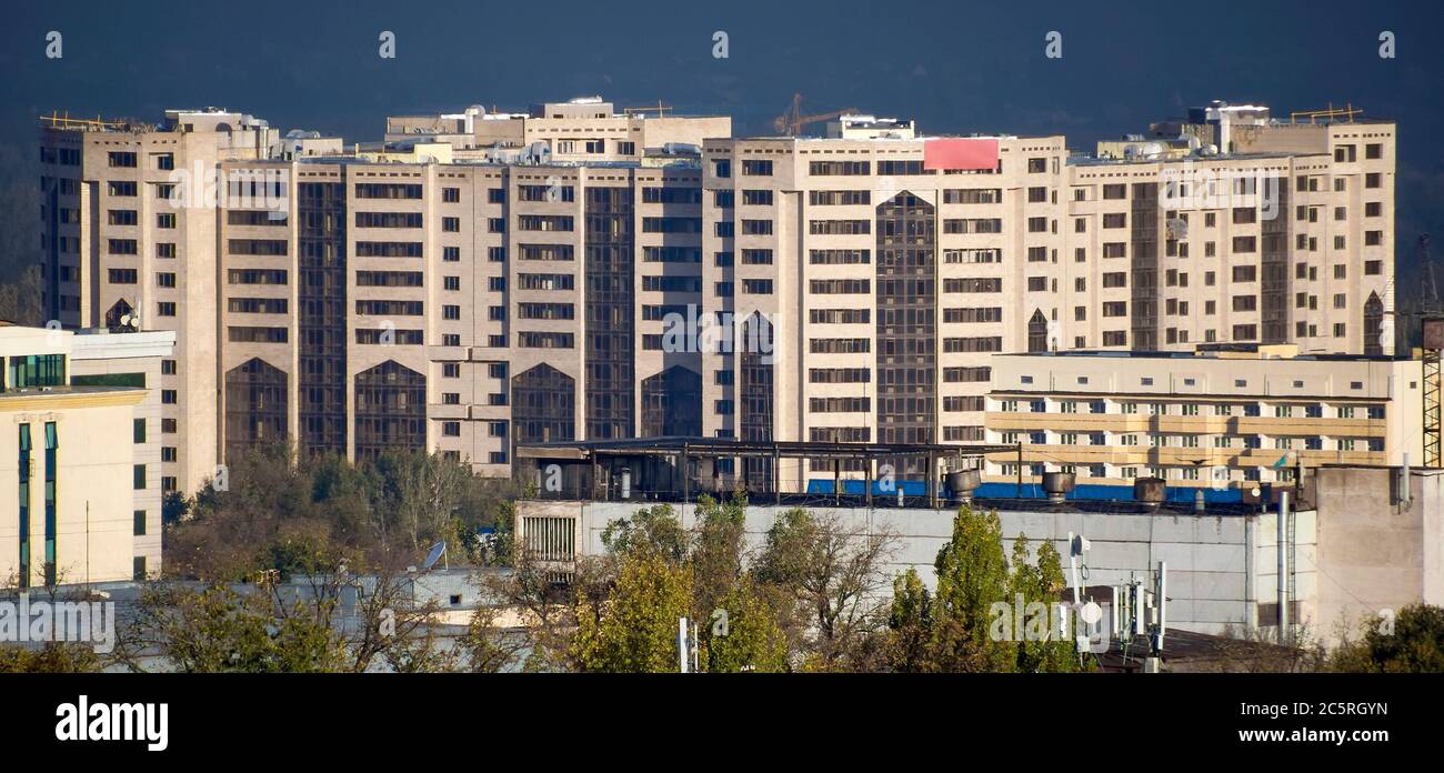 ALMATY, KAZAKHSTAN - OCTOBER 17, 2013: Modern architecture in the ...