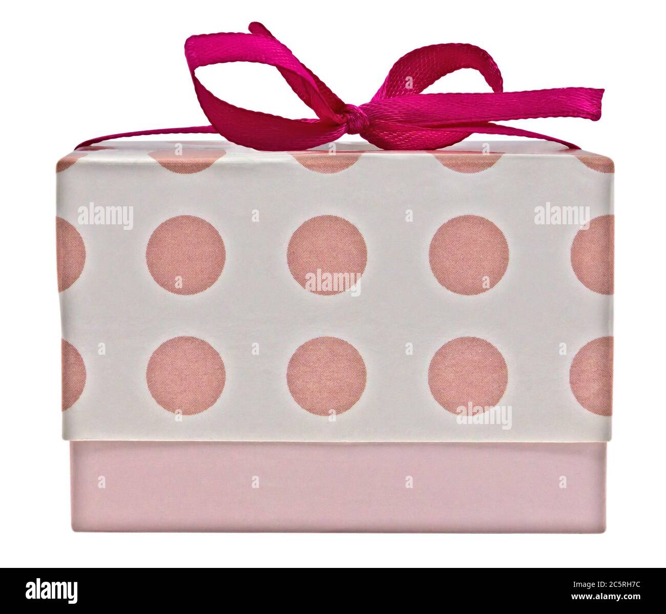Small gift box with pink ribbon bow, isolated on white. Clipping path ...