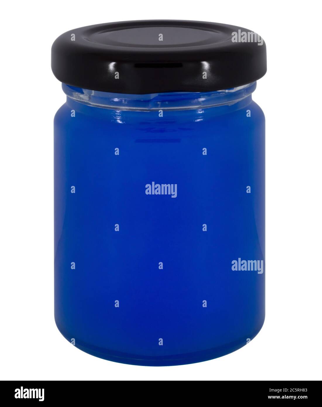 Jar of blue jam isolated on white background. Clipping path included ...