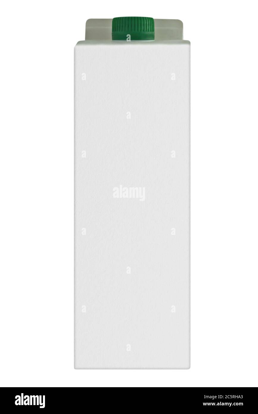 Milk carton box with screw cap isolated on white. Clipping path ...