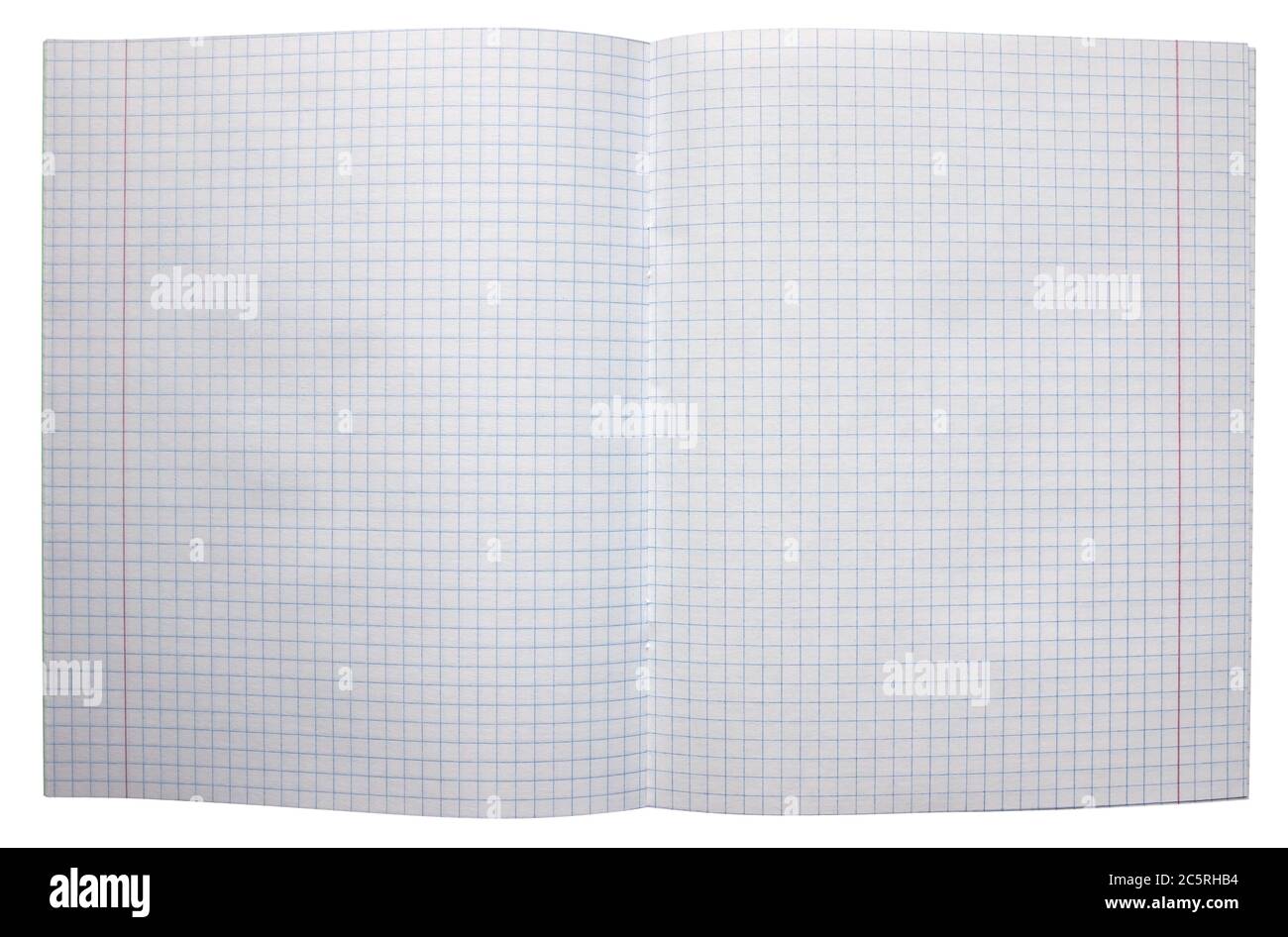 Open empty notebook with squared pages. Isolated on white. Clipping ...
