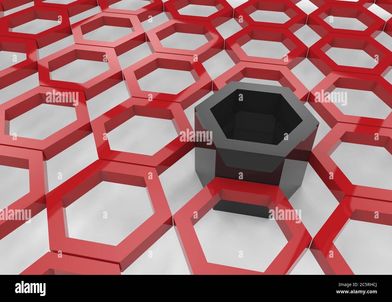 3d render of metal red hexagonal element isolated on white Stock Photo ...