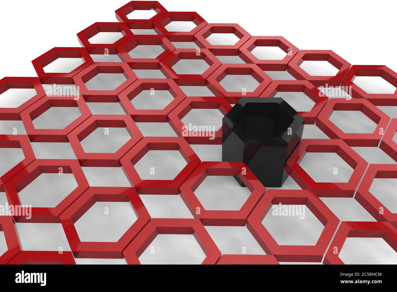 3d render of metal red hexagonal element isolated on white Stock Photo ...